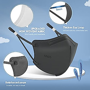 WWDOLL Kids KN95 Face Mask 50 Pack, 5-Layers Breathable KN95 Masks for Children, Gray