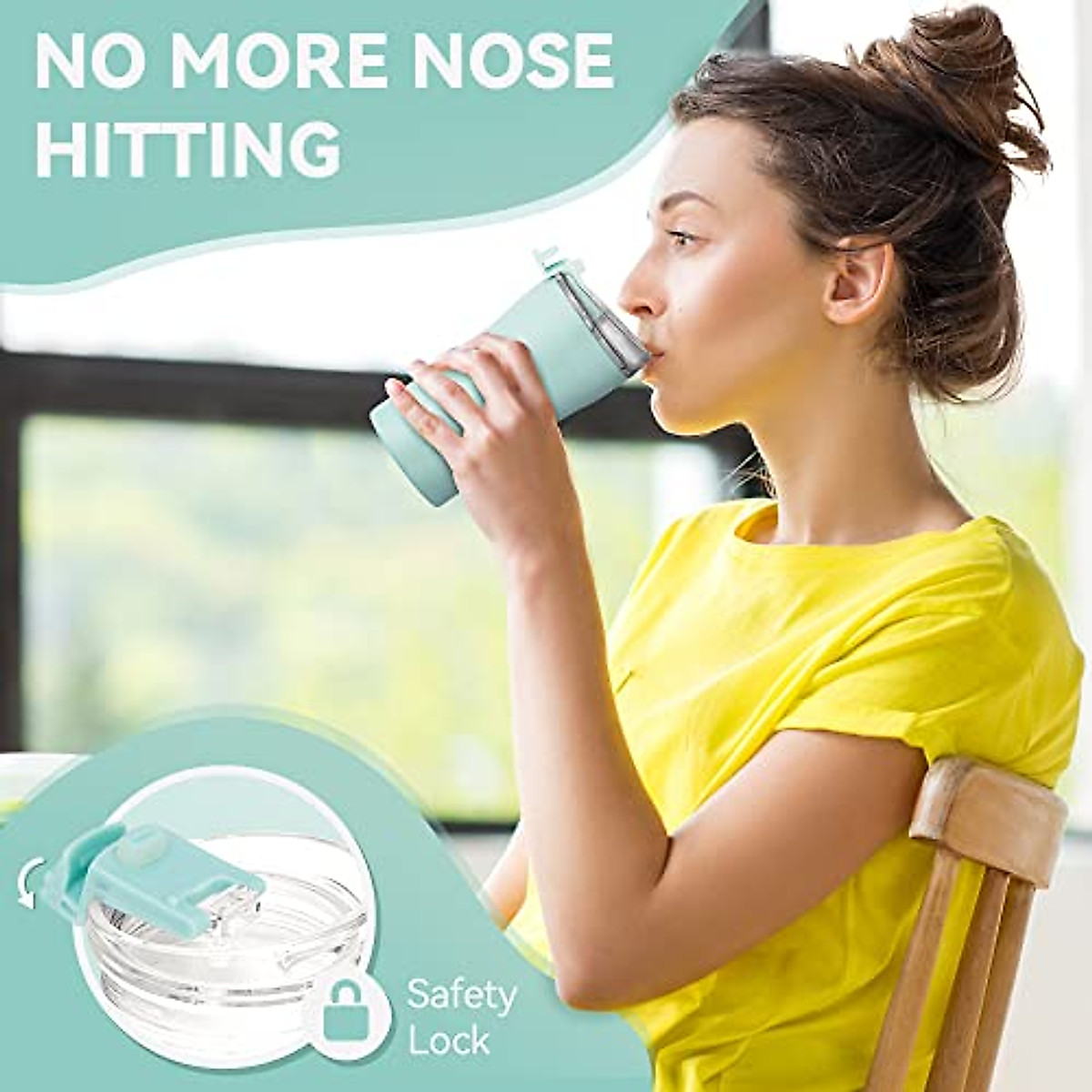 SANTECO Travel Coffee Mug 12 oz, Insulated Coffee Cups with Flip Lid, Stainless Steel Coffee Mugs Spill Proof, Double Wall Vacuum Tumblers, Reusable To Go Mug for Hot/Ice Coffee Tea - Green