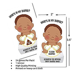 Whats In My Diaper Baby Shower Scratch Off Game | African American | 24 Cards - 1 Winner | Baby Shower Games | Baby Shower Prizes | Door Prizes | Diaper Party | Dirty Diaper Game