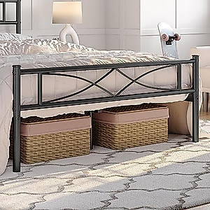 Yaheetech Metal Full Size Bed Frame, Platform Bed Frame, Mattress Foundation with Curved Design Headboard & Footboard, NO Box Spring Needed, Heavy-Duty Support, Easy Assembly, Full, Black