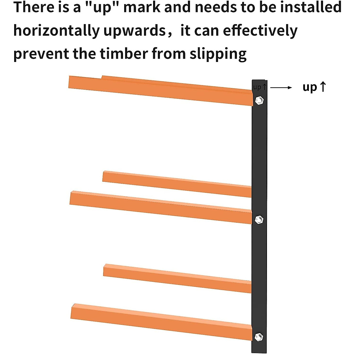 ZWanPing Lumber Storage Rack,Lumber Rack Wall Mount Wood Organizer and Lumber Storage Metal Rack with 3-Level - Indoor & Outdoor Use, 4 Pack
