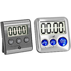 eTradewinds Elegant Digital Kitchen Timers 2 Pack Bundle Featuring Stainless Steel Models eT-78 and Model eT-24, Auto Shutoff Auto Memory