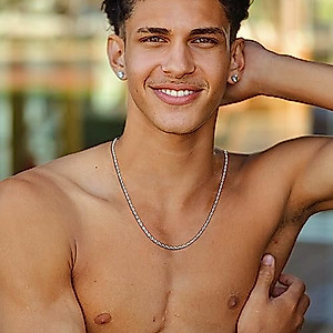 Silver Chain Necklace Men, 22 Inch Silver Rope Chain Cross Necklace for Men Silver Chain for Men Pendant Necklace Chains for Men Silver Cross Necklaces for Men Boys Silver Necklace for Men Women