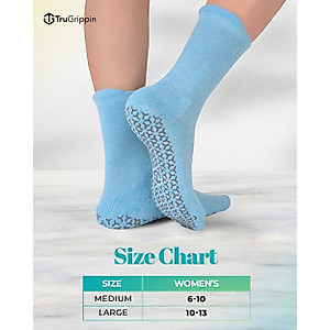 TruGrippin No Slip Socks Women - 6 Pair Non Skid Socks Womens | Grippy Socks for Women