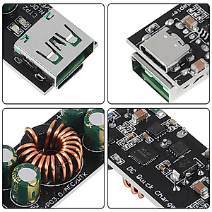 XIITIA 6pcs 60W 6-35V DC to USB-C PD 3.0 QC4.0 Type-A QC3.0 DC Fast Charge 12V 24V Step-Down Power Module USB Type-C Mobile Phone Quick Charge Adapter