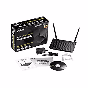 ASUS N300 WiFi Router (RT-N12_D1) - 3 in 1 Wireless Internet Router/Access Point/Range Extender, 2T2R MIMO Technology, Gaming & Streaming, Easy Setup