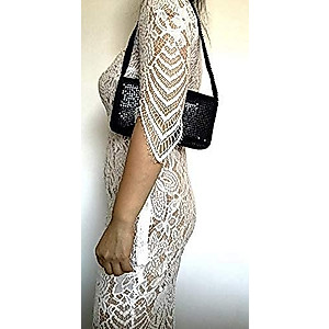 Frewahmesh Womens Evening Clutch Metal Mesh purse handbag with short shoulder strap for Cocktail Party Prom Wedding (Black)