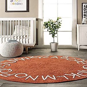 nuLOOM Kids Washable Round Alphabet Area Rug, 6' Round, Rust
