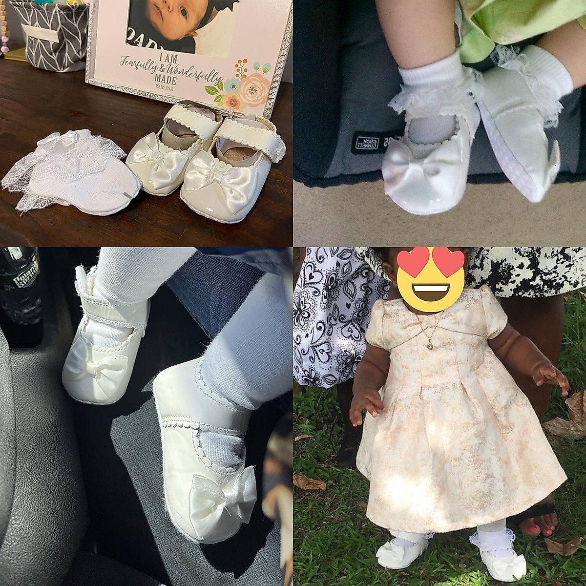 ohsofy Infant Baby Girls Mary Jane Flats Soft Sole Non-Slip Bowknot Princess Wedding Dress Shoes Toddler Crib Shoes