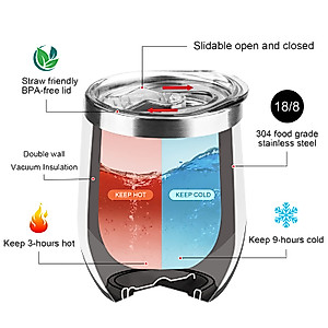 Rudicaxi Book Lovers Gifts - Librarian Gifts For Women Readers - Bookish Gifts, Book Club Gifts, Bookworm Gifts, Reading Gifts For Friend, Daughter, Mom, 12OZ Wine Tumbler with Lid Mugs