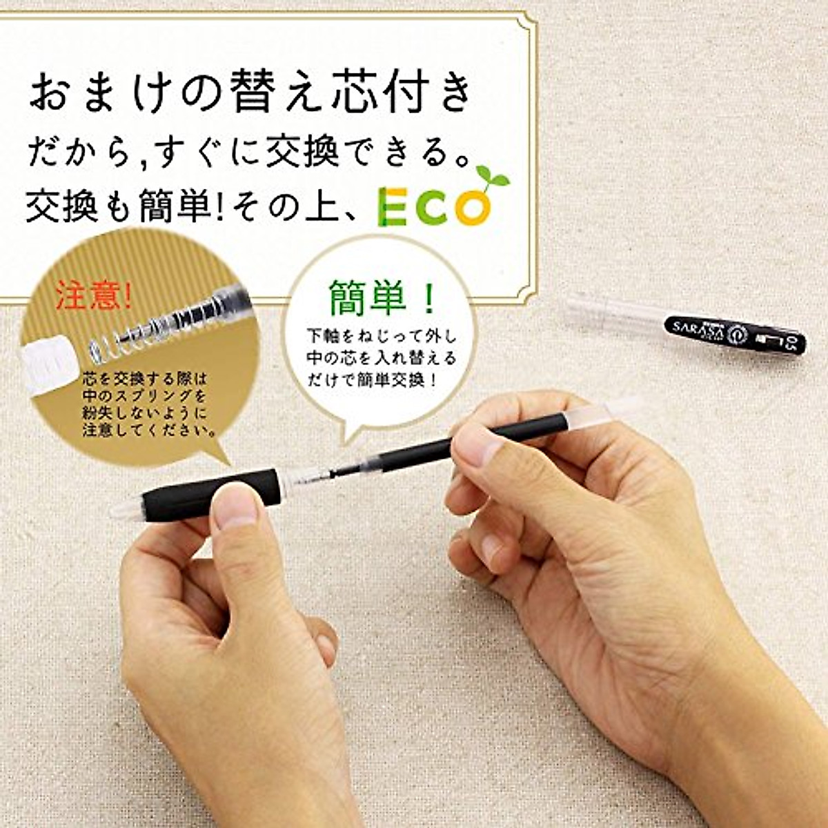 Zebra Sarasa Clip 0.5mm Black, JJ15-BK, 10 pens per Pack, With one refill (Japan Import)