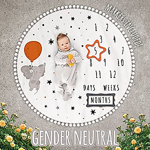 Milestone Blanket with Two Markers, Gender Neutral Baby Milestone, Baby Monthly Milestone, Baby Milestone Blanket, Baby Monthly Milestone Blanket, Baby Growth Chart Blanket (60"x40")