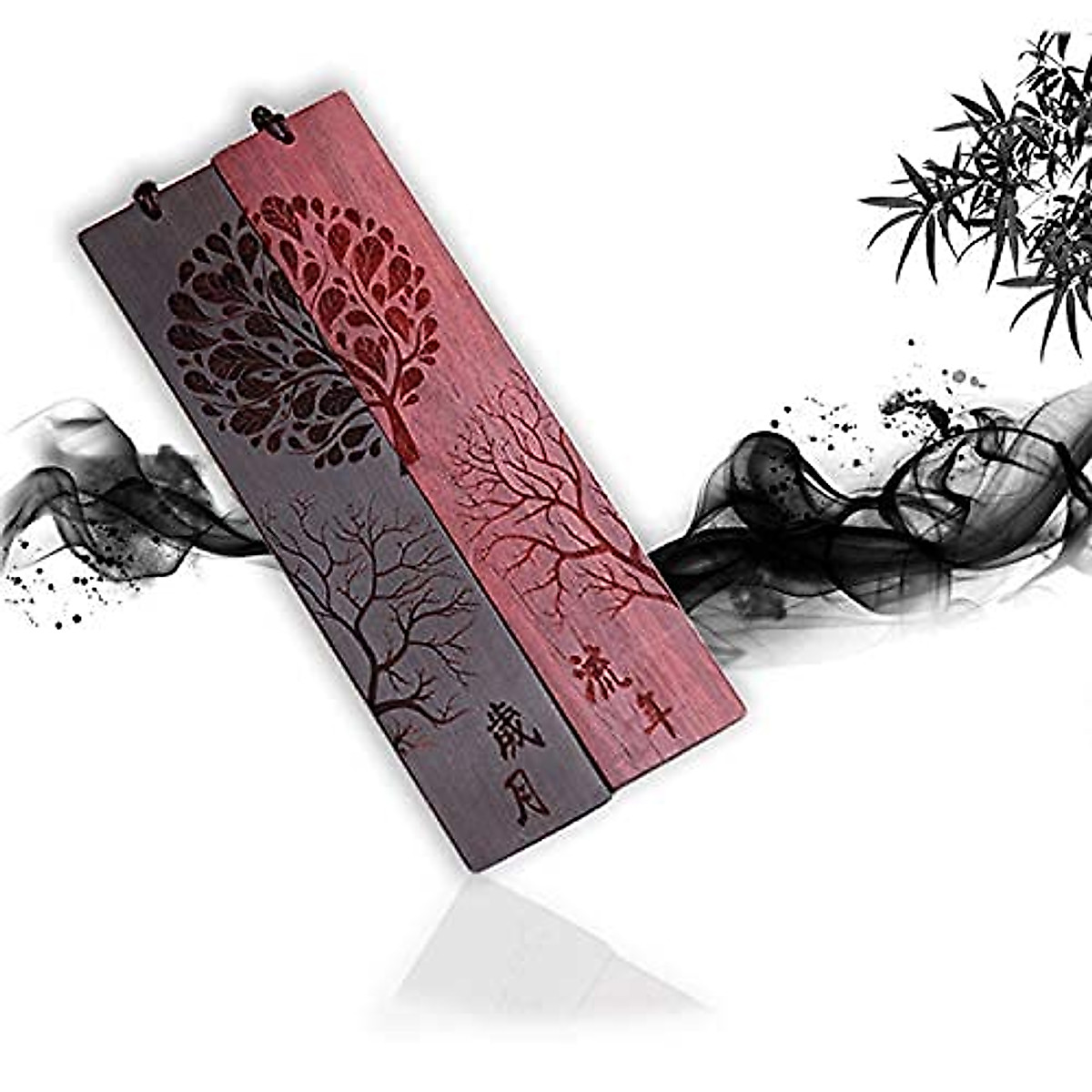 Wooden Handmade Carving PUTAHQ Natural Wood Bookmarks Gift Box Set,Handmade Natural Bookmarks with Tassel, Gift for Teachers, Students, Men and Women.?Years, Fleeting time?