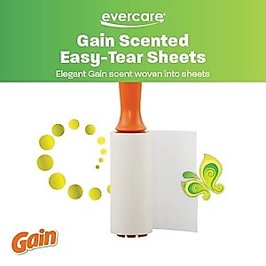 Evercare Gain Scented All-Purpose Lint Roller Value Pack with 2 Lint Rollers and 3 Refill Rolls, 60 Sheets Each Multicolor