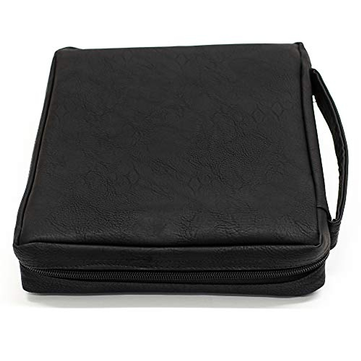 Soft Black Embossed Cross with Front Pocket Leather Look Bible Cover with Handle, X-Large