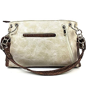 Zelris Turquoise Rhinestone Cross Western Women Conceal Carry Handbag Wallet Set (Beige)