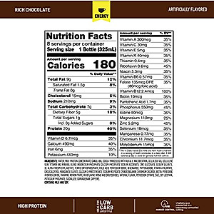 SlimFast Advanced Energy High Protein Meal Replacement Shake, Rich Chocolate, 20g of Ready to Drink Protein with Caffeine, 11 Fl. Oz Bottle, 4 Count (Packaging May Vary)