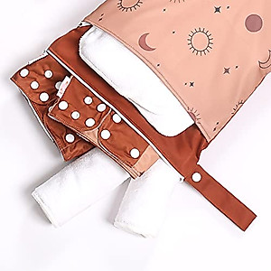 Smarbore Wet Dry Bags for Baby Cloth Diapers & Breast Pump Parts, Waterproof Reusable Wet Bag with Two Zippered Pockets & Handle, Beach Pool Gym Bag Stroller Yoga Toiletries Daycare Organizer