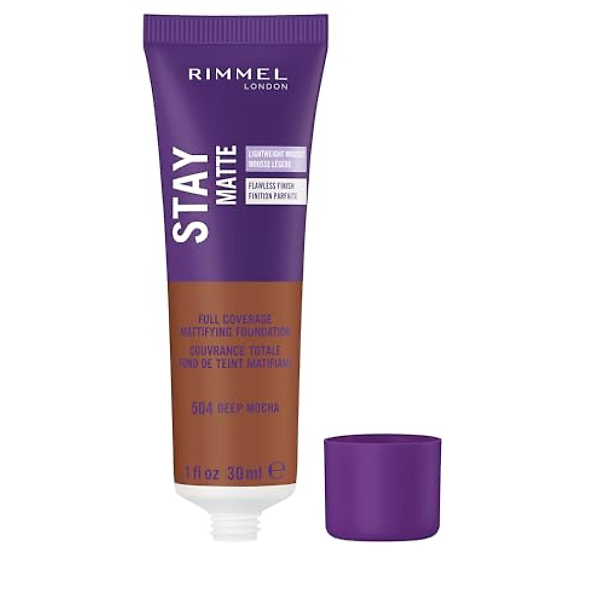 Rimmel London Stay Matte Liquid Mousse - 504 Deep Mocha - Foundation, Lightweight, Shine Control, Oil-Free, 1oz