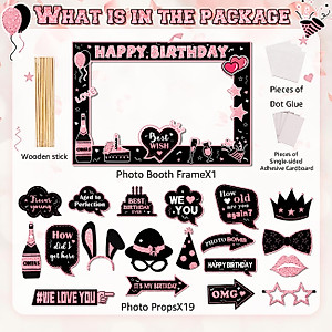 Rose Gold Birthday Party Decorations - Happy Birthday Booth Props & Frame