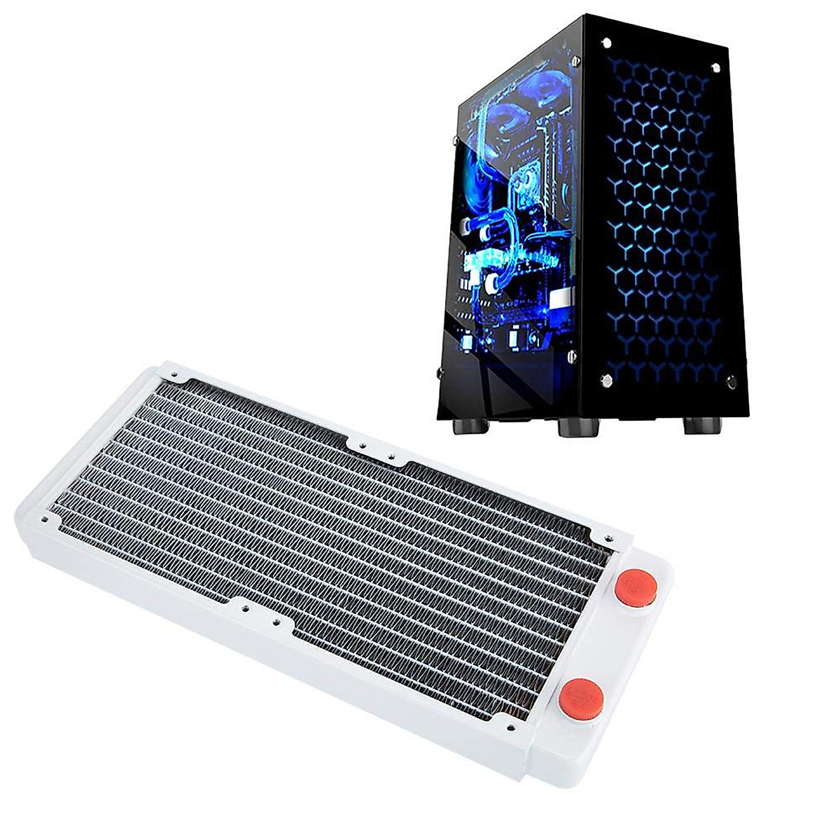 Water Cooling Radiator,240mm Computer Water Cooling White Copper Heat Sink with 12 Pipes,PC Water-Cooled Tube Easy to Install,Suitable for Computer Water Cooling Systems,Beauty Apparatus