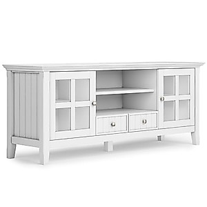 SIMPLIHOME Acadian SOLID WOOD 60 Inch Wide Rustic TV Media Stand in White for TVs up to 65 Inches, For the Living Room and Entertainment Center