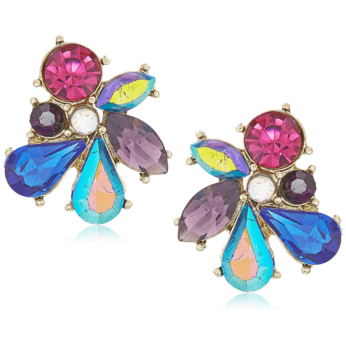 Betsey Johnson Stone Cluster Button Earrings