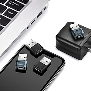 Wteehn 4 Pack USB C to USB Adapter, USB C Adapter, USB Type C Female to USB Male Converter, Type C Adapter, Compatible with Laptops, Power Banks, Chargers