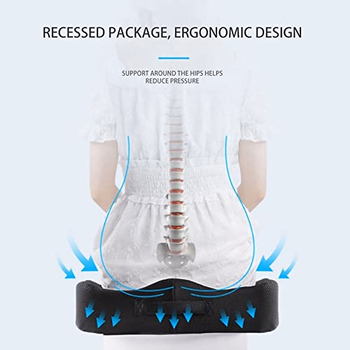 BAUBUY Cojín de Asiento Wheelchairs Scooters and Accessories Seat Wheelchair Cushions Ergonomic Multifunctional Breathable Black for Pressure Relief