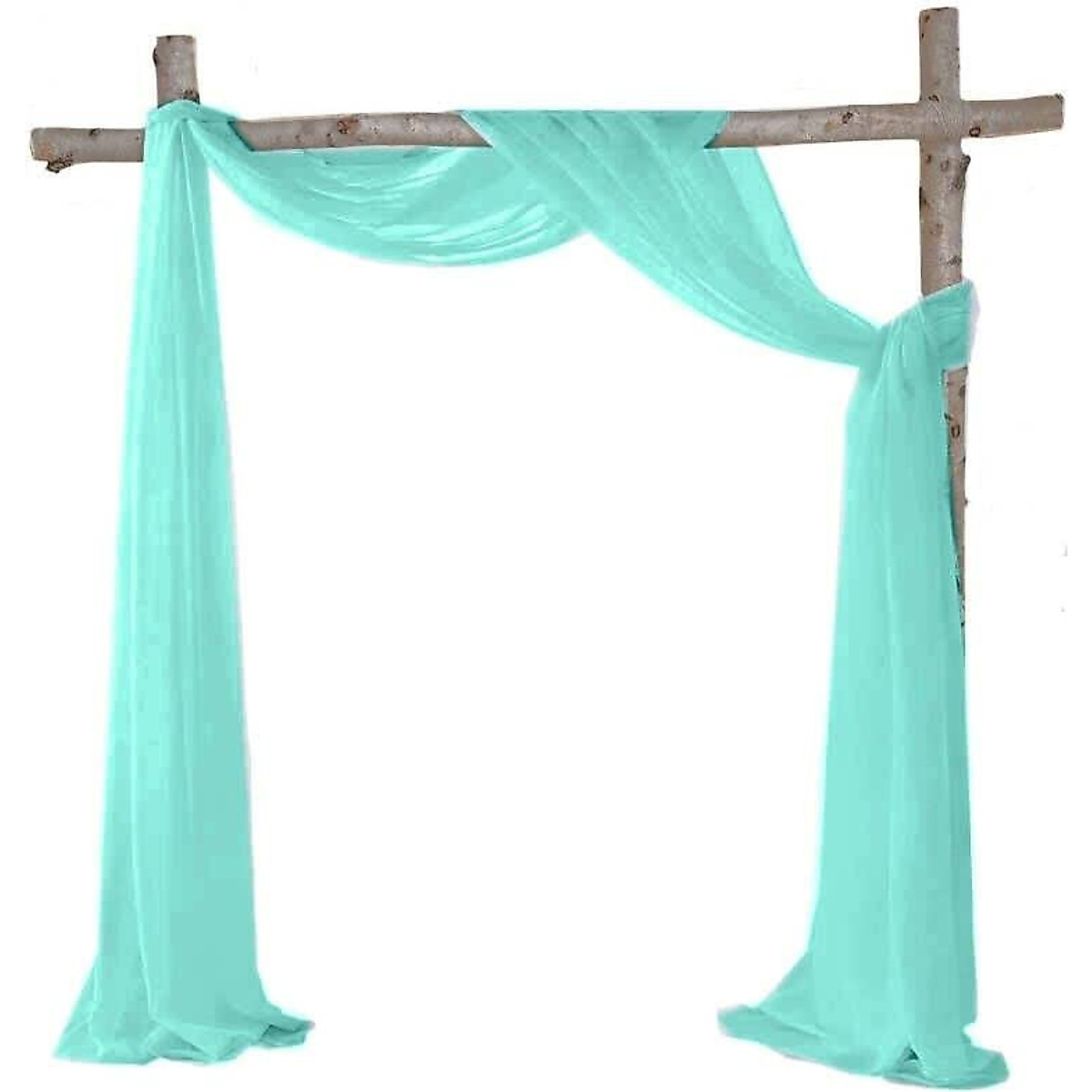 SFN SKY Turquoise 100% Chiffon Arch Ceremony Backdrop 30" x6yards Chiffon Curtain for Thanksgiving Christmas Wedding Arch Door/Home Canopy Bed Curtains - Long Sheer Window Topper Valance Tablecloth