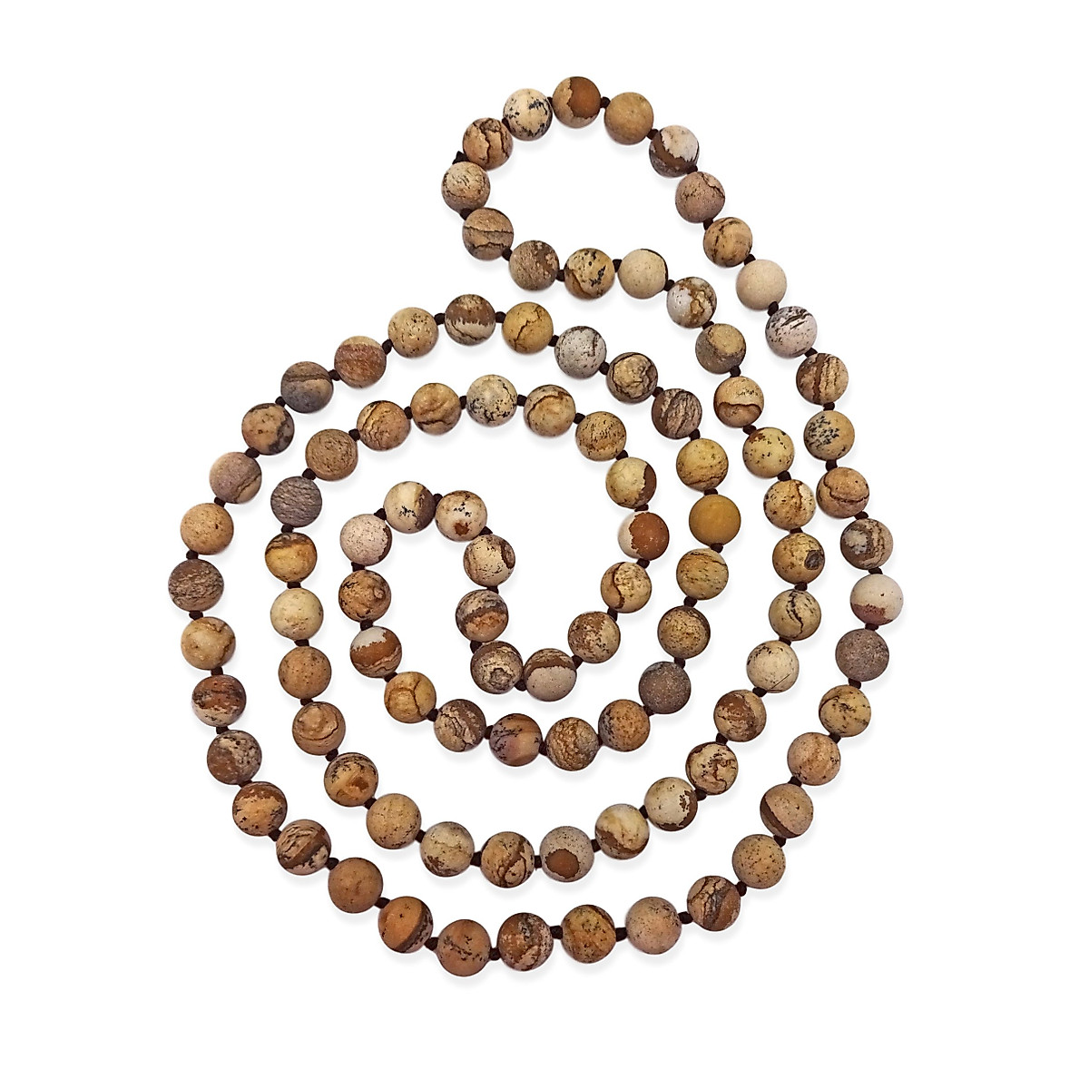 MGR MY GEMS ROCK! 36 Inch 8MM Matte Finish Semi-precious Genuine Picture Jasper Long Endless Infinity Beaded Strand Necklace.
