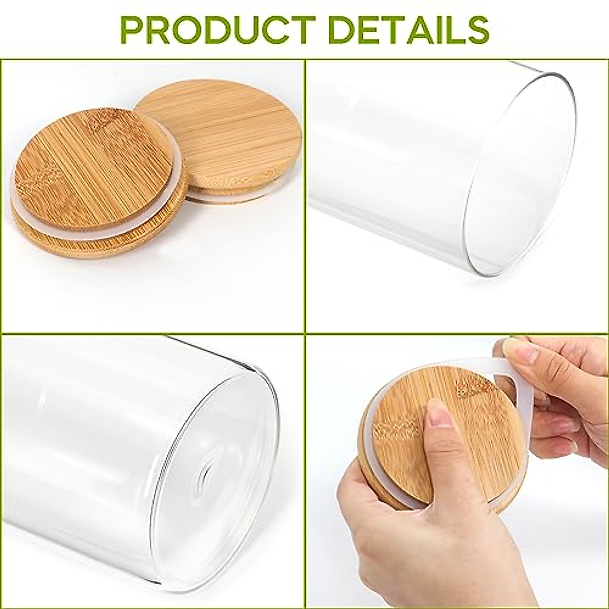 STARSIDE 20 oz Glass Food Storage Containers with Bamboo Lid,Set of 9 Glass Pantry Storage Containers,Kitchen Glass Jars with Airtight Bamboo Lids,Borosilicate Glass Canisters Sets