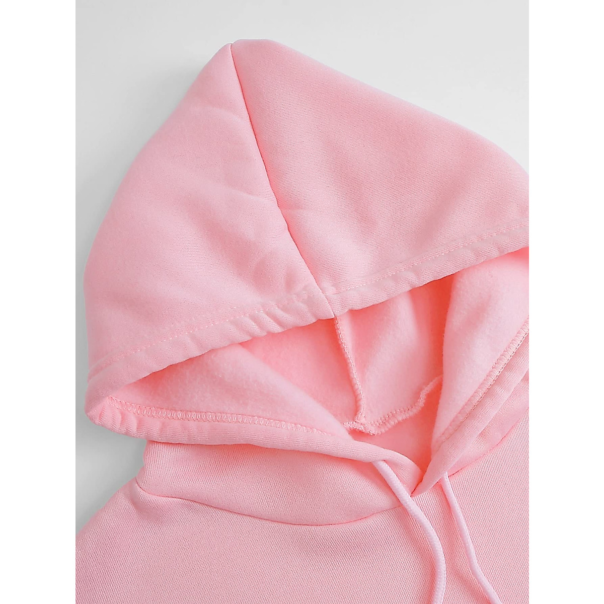 SHENHE Women's Slogan Letter Print Long Sleeve Hooded Sweatshirt Pullover Hoodie Tops Light Pink S