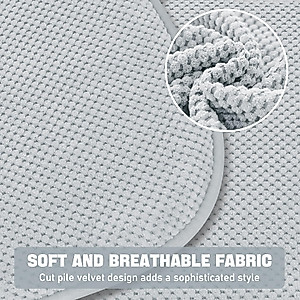 PRONOUS Light Grey Memory Foam Chair Pads, 2 Pack D-Shaped Seat Cushions for Dining Office Chairs, 17" x 15", Nonslip