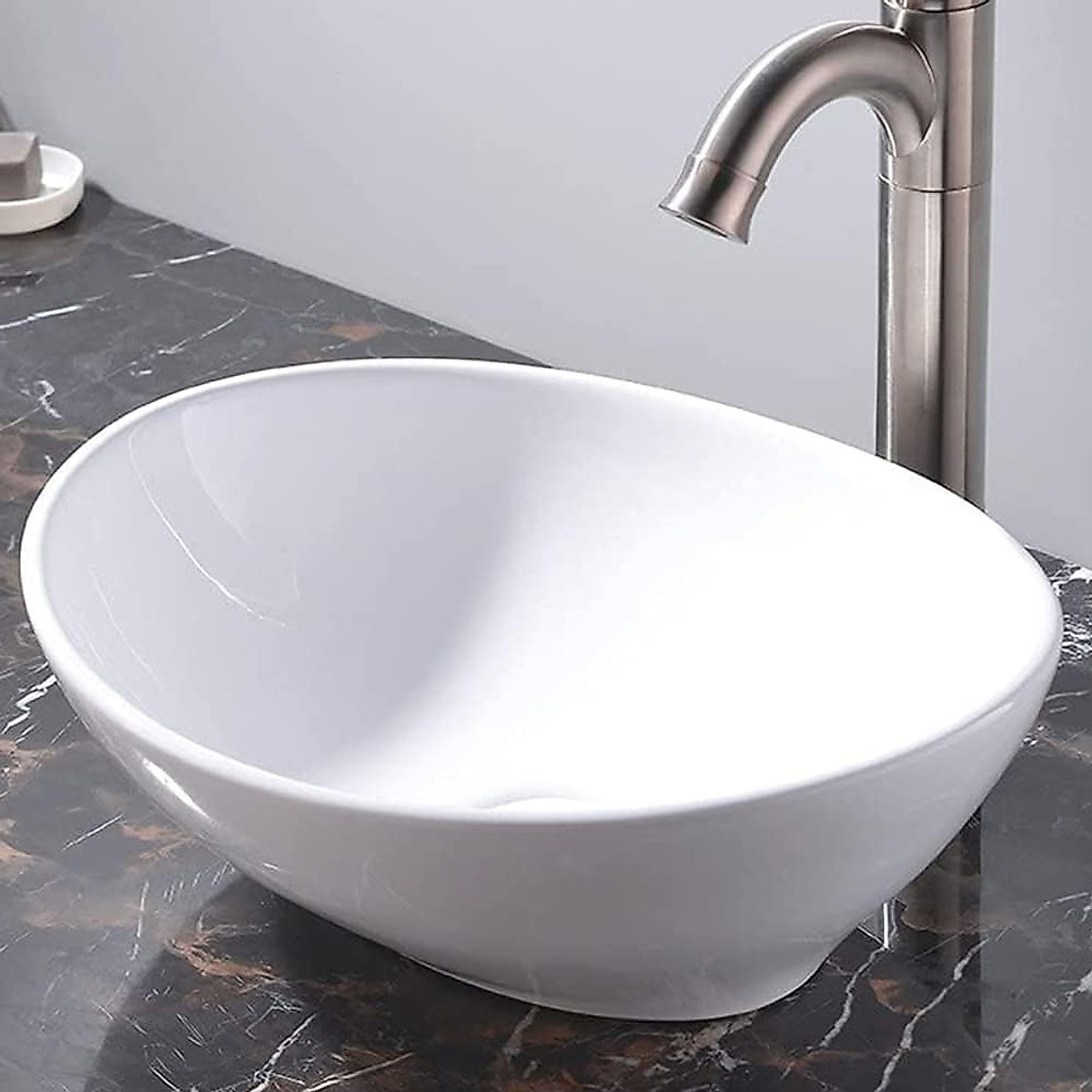 KINGO HOME 16" x 13" Bathroom Sink Bathroom Vessel Sinks, White Porcelain Ceramic Vessel Vanity Sink Art Basin Lavatory Above Counter Vanity Bathroom Sink Bathroom Sinks Above Counter Bowl