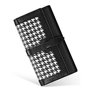 Solaround Leather Wallets for Women Tri-fold Large Capacity Clutch Wallet (Clutch, Black)