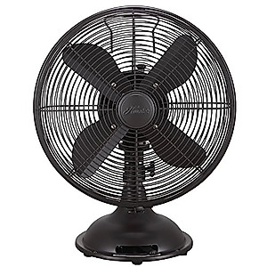 HUNTER Metal Retro Table Fan-Powerful 3 Speeds and Smooth Oscillation, 12", Oil-Rubbed Bronze