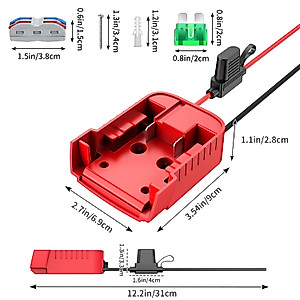 Kzreect Power Wheels Adapter for Milwaukee M18 Battery Adapter, 18V Power Wheels Battery Converter Kit with Fuses Holder and Switch, Wire Terminals, 12AWG Wire for DIY (1-Pack)