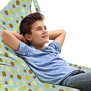 Lunarable Polka Dots Lounger Chair Bag, Retro Colored and Modern Style Paint Blots Drawn Irregular Forms, High Capacity Storage with Handle Container, Lounger Size, Pale Seafoam Multicolor