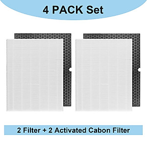 RONGJU Replacement 116130 Filter H for Winix 5500-2, 2 Filter & 2 Activated Carbon Filter Combo Pack Compare to Part # 116130