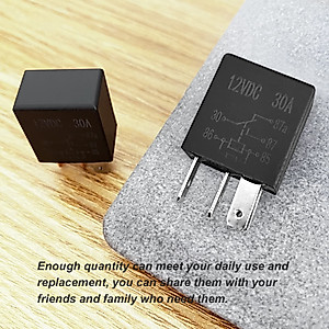 4Pcs 5 Pin 12V 30A Relay, Car Starter Switch Relays, Multi Purpose Automotive Relay Black Starter Relay, High Performance Starter Universal for Car Motor Automotive Replacement Accessories