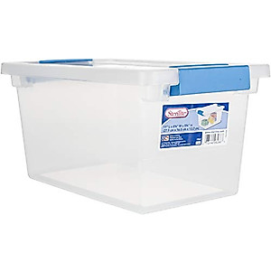 Sterilite Plastic Medium Clip Stacking Storage Box Container with Latching Lid for Home, Office, Workspace, and Utility Space Organization, 16 Pack