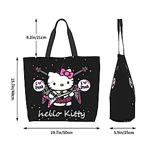 LKUZLOH Anime Cute Tote Bag for Women Girls Kawaii Shoulder bag Large Capacity Shopping Bag For School Work