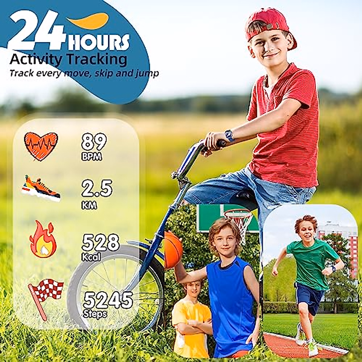 YOUSOKU Smart Watch for Kids, Fitness Tracker Watch with 19 Sport Modes, Pedometers, Sleep Mode, IP68 Waterproof, Kids Smart Watch, Great Gift for Boys Girls Teens 6-14 Compatible with Android iOS…