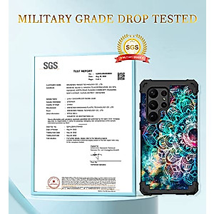 Hocase for Galaxy S23 Ultra Case, Shockproof Heavy Duty Hard Plastic+Soft Silicone Rubber Bumper Hybrid Dual-Layer Protective Case for Samsung Galaxy S23 Ultra 6.8" 2023 - Mandala in Galaxy