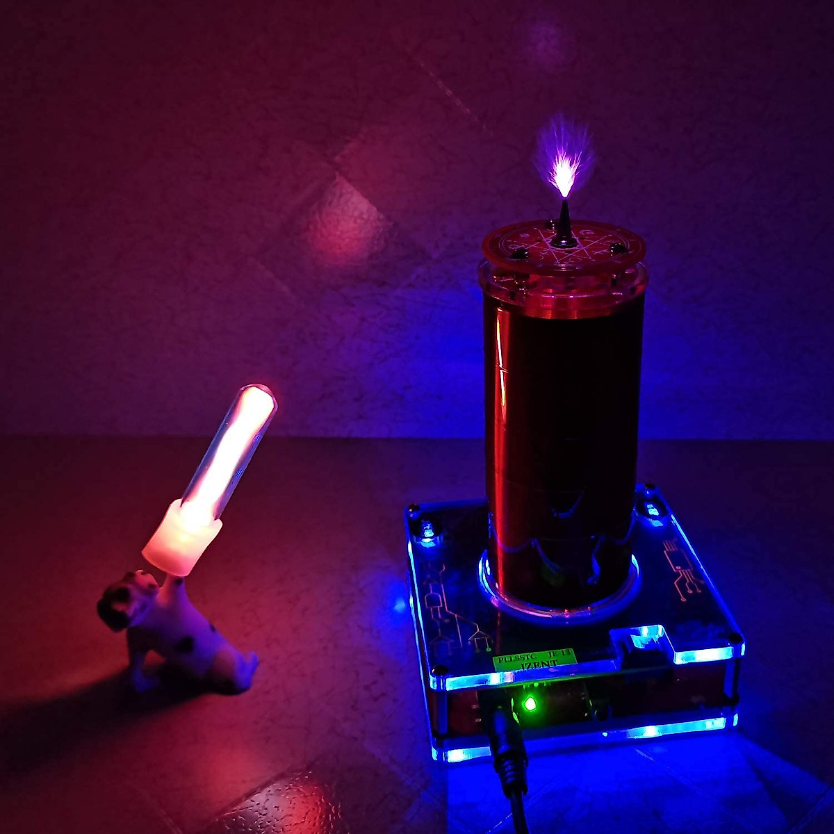 JZENT Bluetooth Music Tesla Coil PLLSSTC Desktop Toy Plasma Loudspeaker Arc Generator Wireless Transmission Teaching Demonstration Experiment Model JE-13