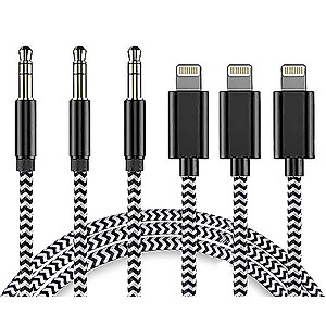 AUX Cord for iPhone, MFi Certified Lightning to 3.5mm iPhone Aux Cord for Car [3Pack/3.3ft] Lightning to 1/8 Inch Audio Cable for iPhone 14 13 12 11 XS XR X 8 7 6 iPad iPod to Headphone Speaker