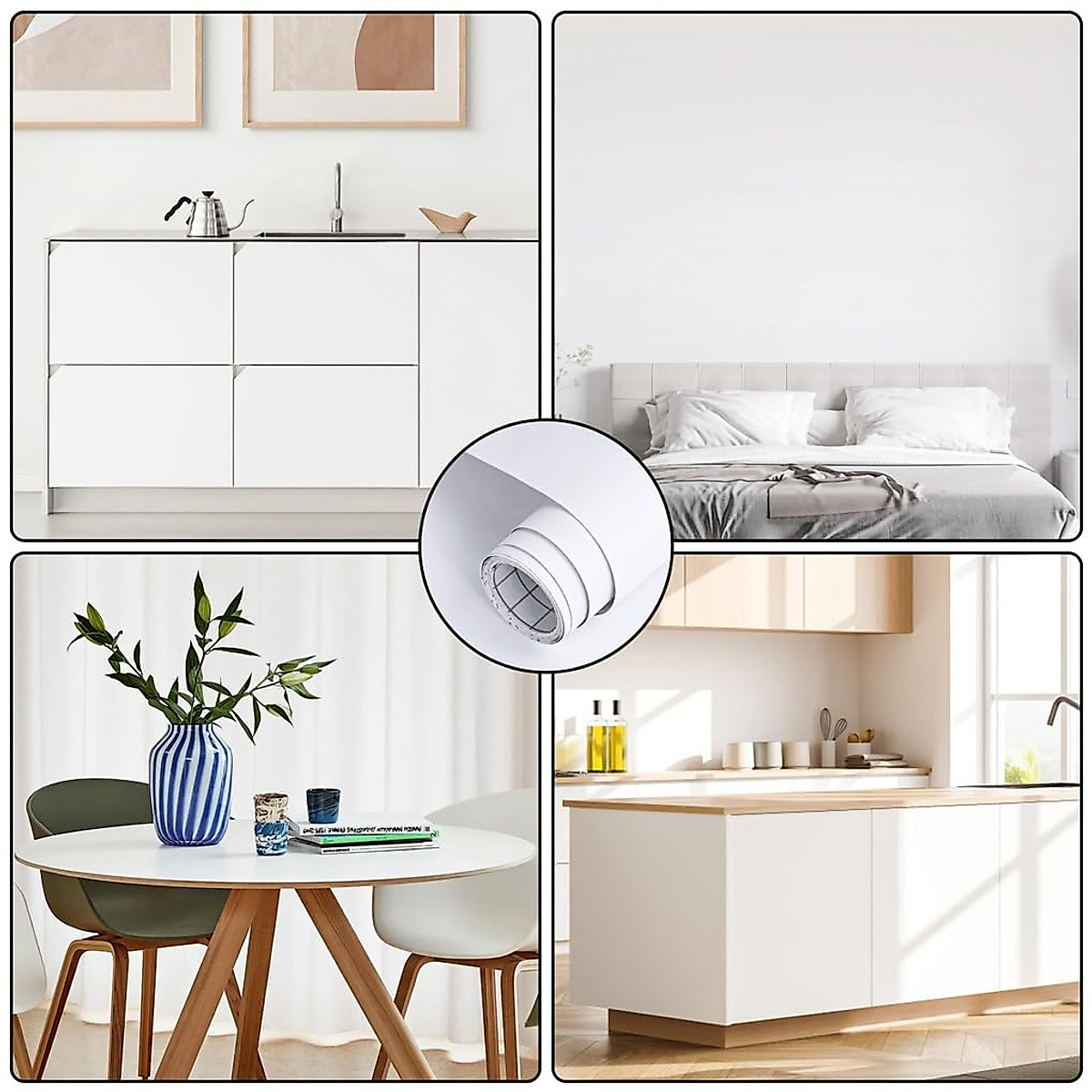 Arthome 17"x120" White Contact Paper, Peel and Stick Matte Wallpaper, Self Adhesive Decorative Vinyl Paper for Countertop, Cabinet, Table, Shelves, Furniture Renovate and Wall Covering Decoration