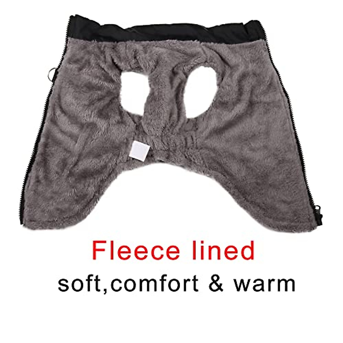 JoyDaog Warm Fleece Dog Coats for Medium Dogs,D-Rings Waterproof Puppy Jacket for Cold Winter,Black L