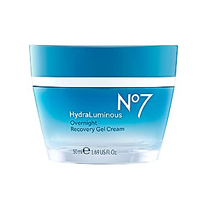 No.7 No7 Hydraluminous Overnight Recovery Gel Cream - Moisturizing Face Cream with Vitamin C + Vitamin E - Nighttime Gel Moisturizer for Hydration (1.69 fl oz)